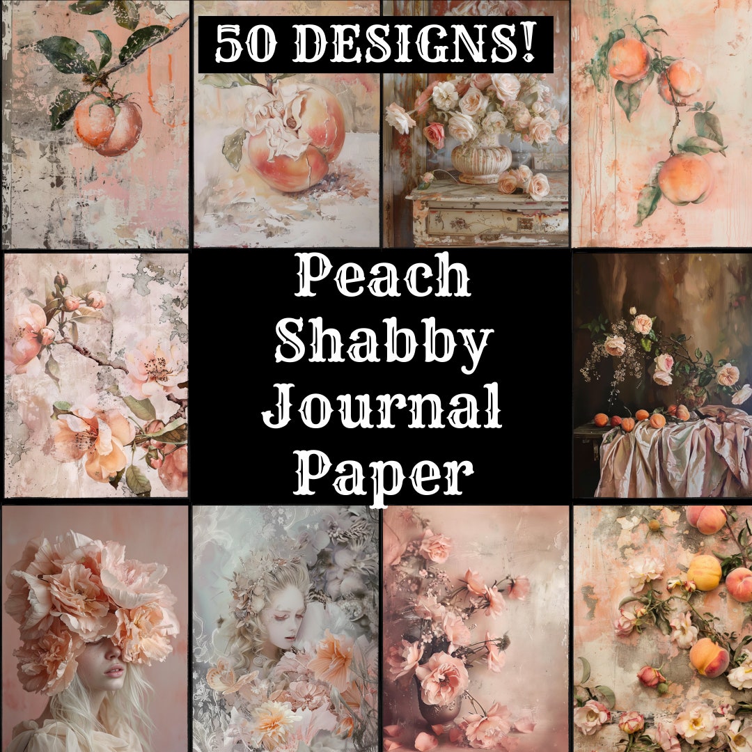 Peach Shabby Chic Journal Paper: Vintage Scrapbook Printables (digital ...