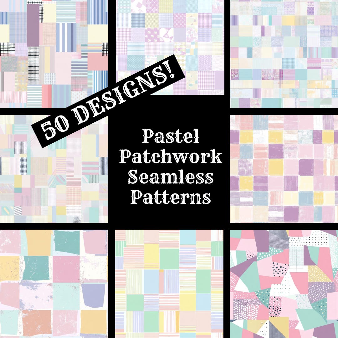 Pastel Patchwork Seamless Digital Paper, Printable Scrapbook Paper ...