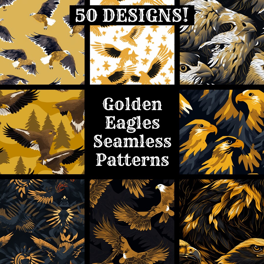 Golden Eagles Seamless Digital Paper, Printable Scrapbook Paper ...
