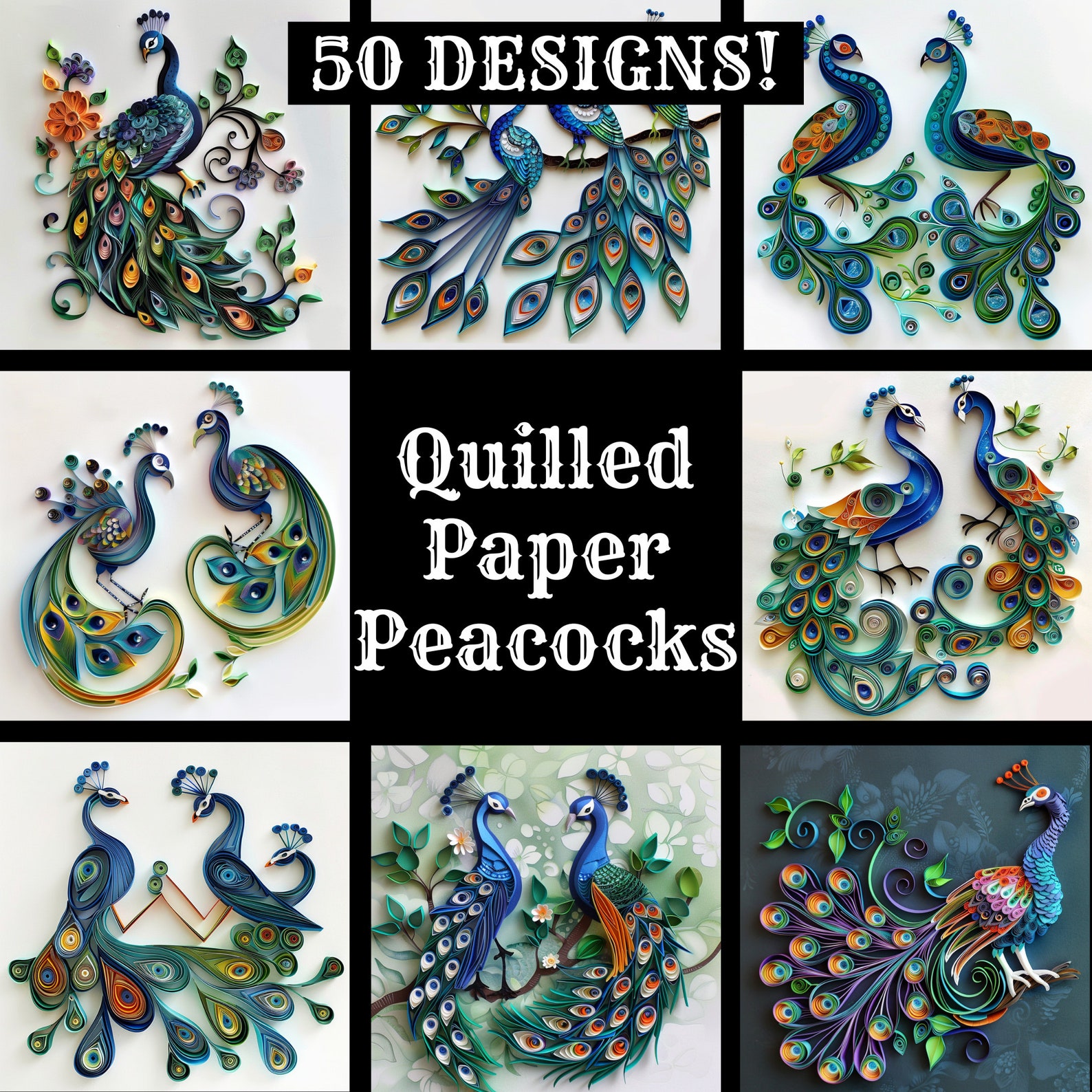 Quilled Paper Peacocks Paper, Quilled Paper Peacocks Printable Paper ...