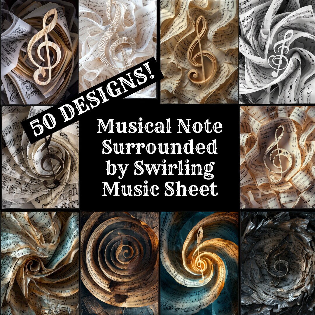 Musical Note Swirl Paper: Scrapbook Journal Inserts (digital Download ...