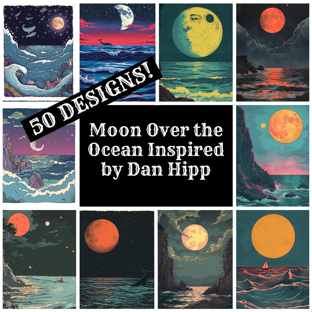 Dan Hipp Moon Ocean Journal Paper: Vintage Scrapbook Printables ...