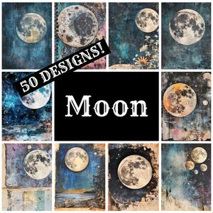 Moon Journal Paper: Vintage Scrapbook Printable (digital Download) - Etsy
