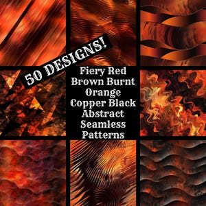 Fiery Red Brown Burnt Orange Copper Black Abstract Seamless Digital ...