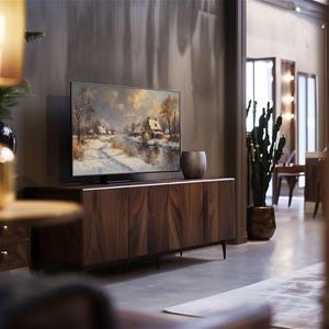 Rustic Winter Village FRAME TV Art | Vintage Christmas Farmhouse ...