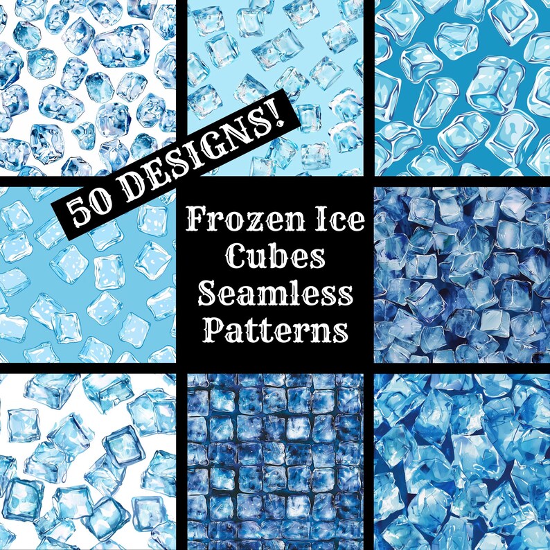 Ice Cubes Seamless Pattern: 50 PNG Digital Papers (digital Download) - Etsy