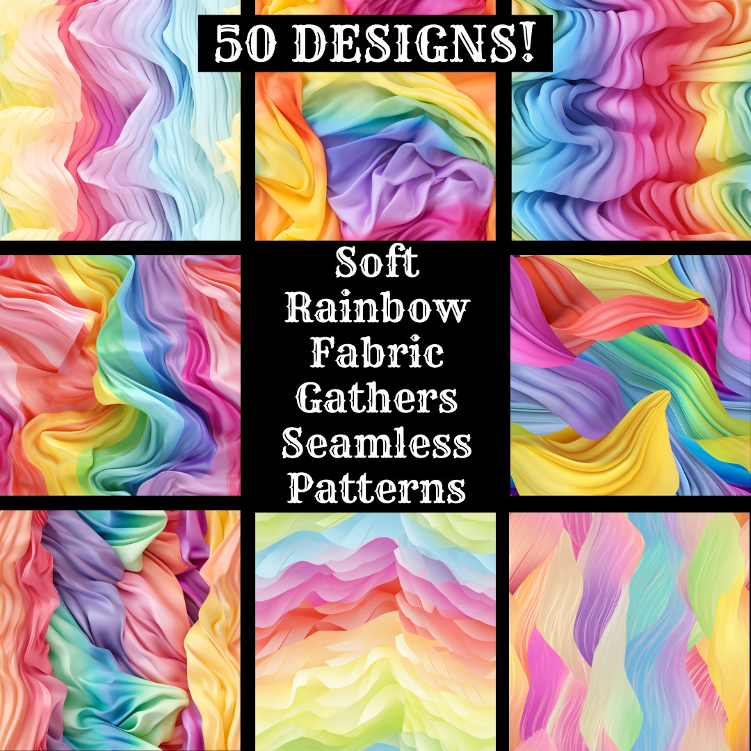 Soft Rainbow Fabric Gathers Seamless Digital Paper, Printable Scrapbook ...