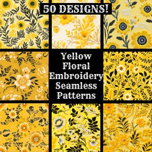 Yellow Floral Embroidery Seamless Patterns: Scrapbook Paper (digital ...