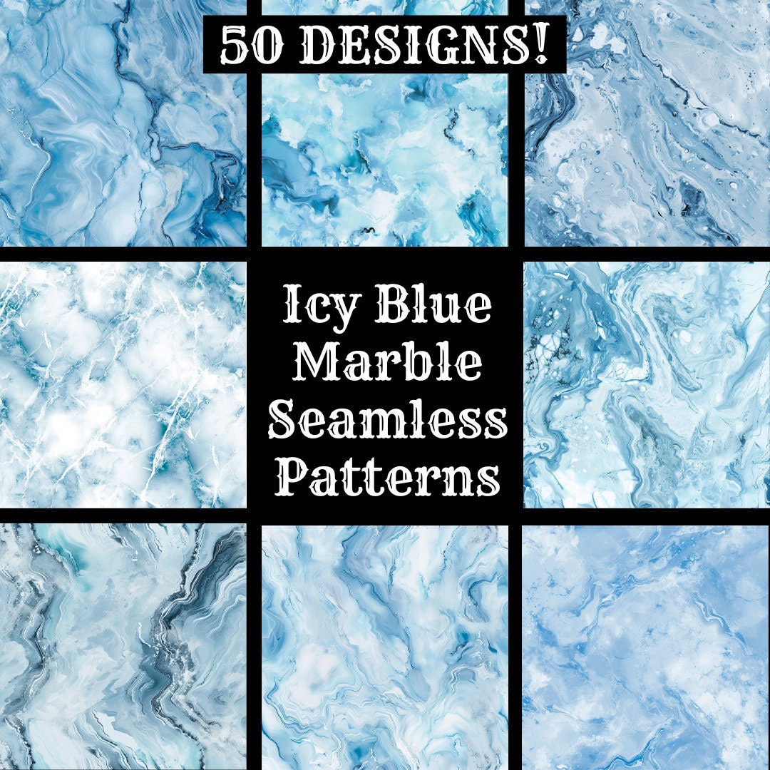 Icy Blue Marble Seamless Digital Paper, Printable Scrapbook Paper ...