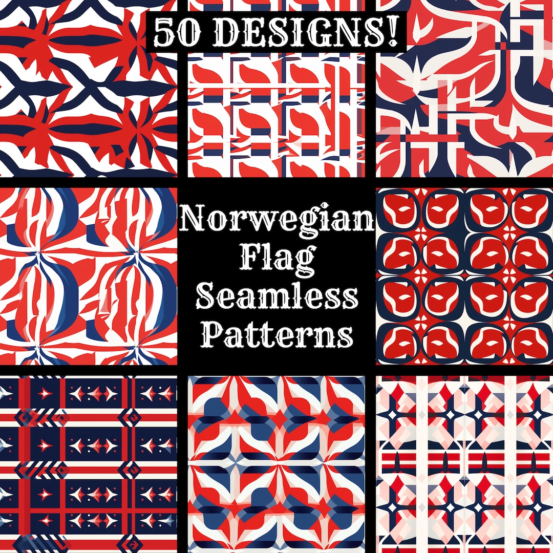 Norwegian Flag Seamless Digital Paper, Printable Scrapbook Paper ...