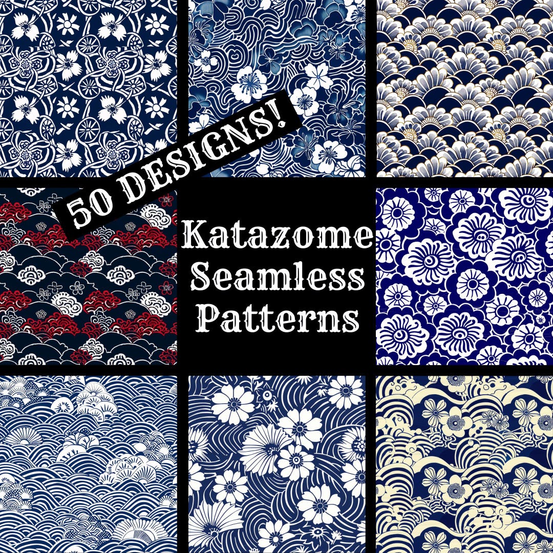 Katazome Seamless Pattern: Printable Scrapbook Paper (digital Download ...