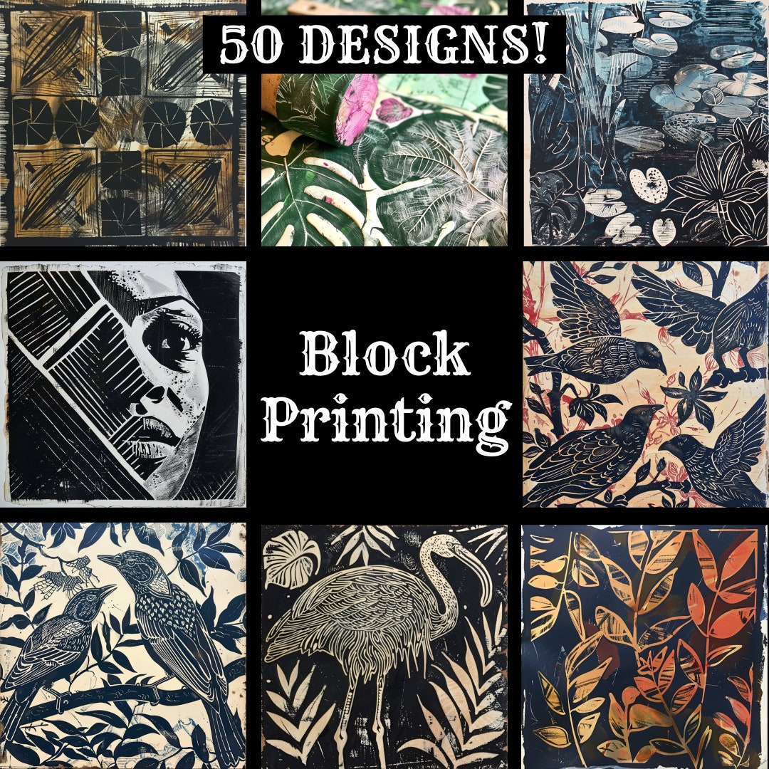 Block Printing Paper, Block Printing Printable Paper, Vintage Block ...