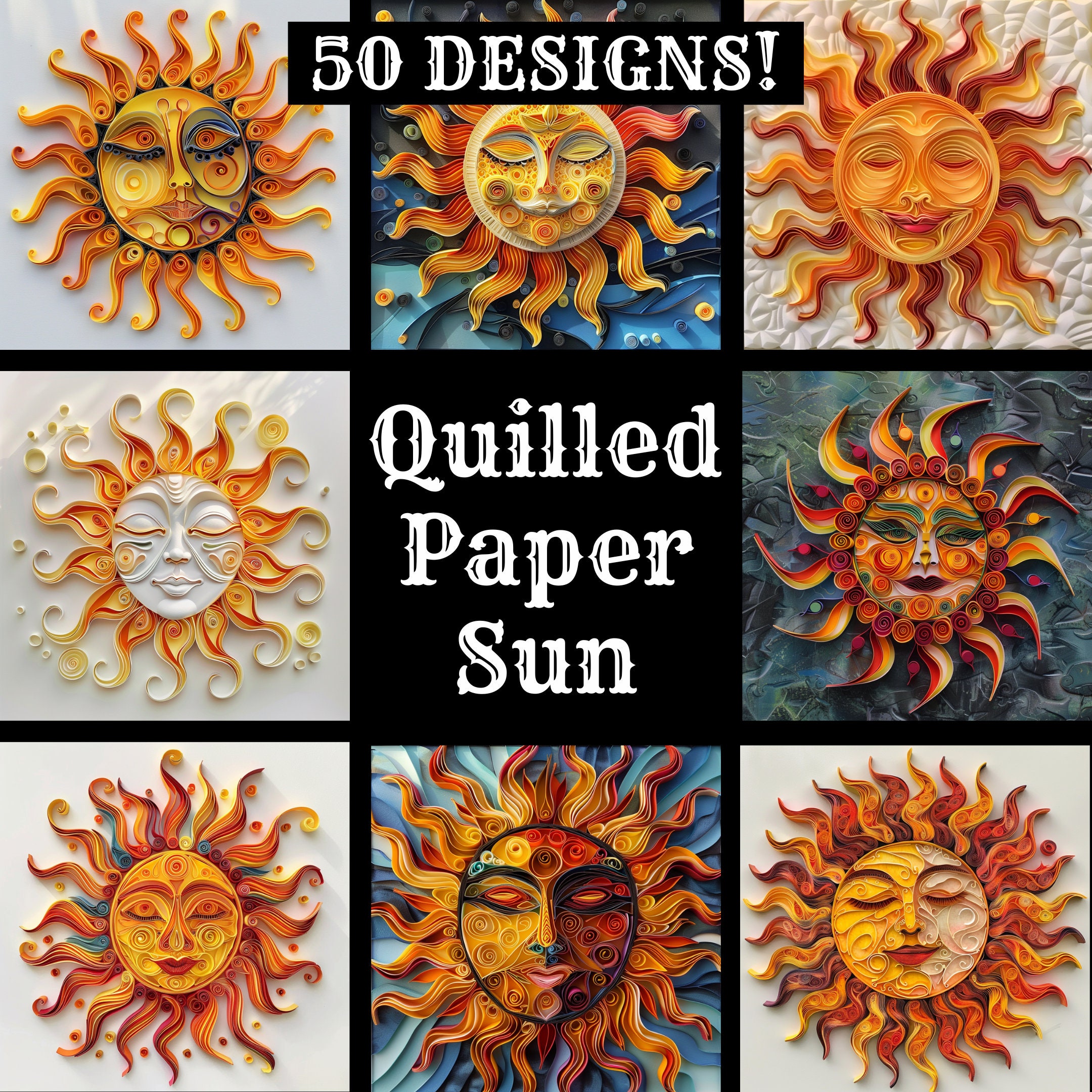Quilled Paper Sun Paper, Quilled Paper Sun Printable Paper, Quilling ...