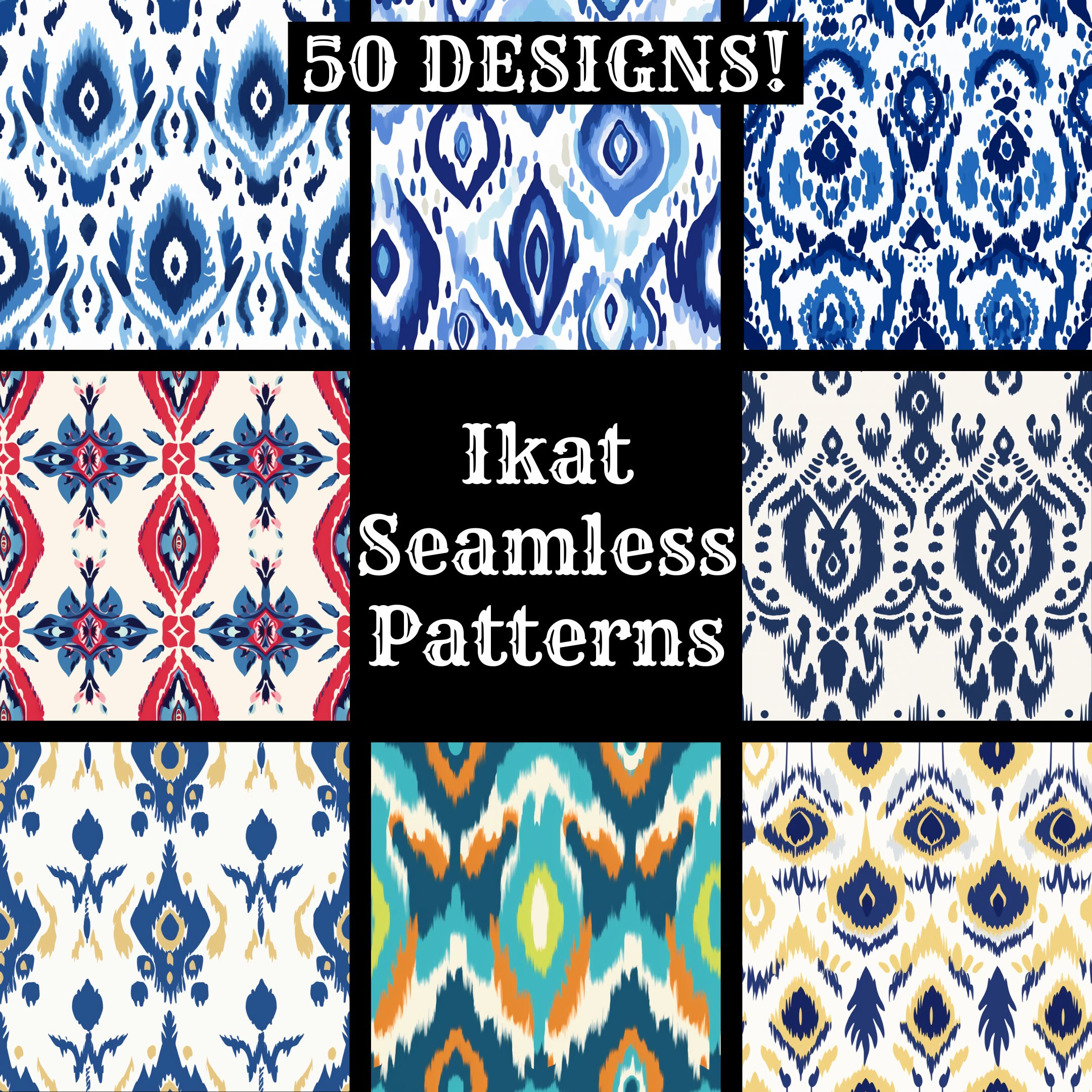 Ikat Seamless Digital Paper, Printable Scrapbook Paper Seamless ...