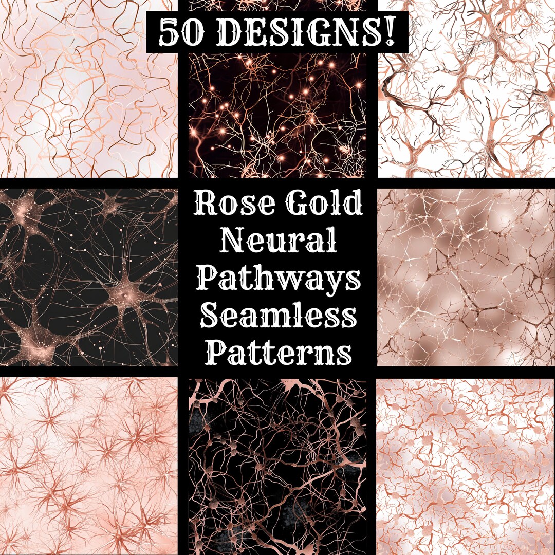 Rose Gold Neural Pathways Seamless Digital Paper, Printable Scrapbook ...
