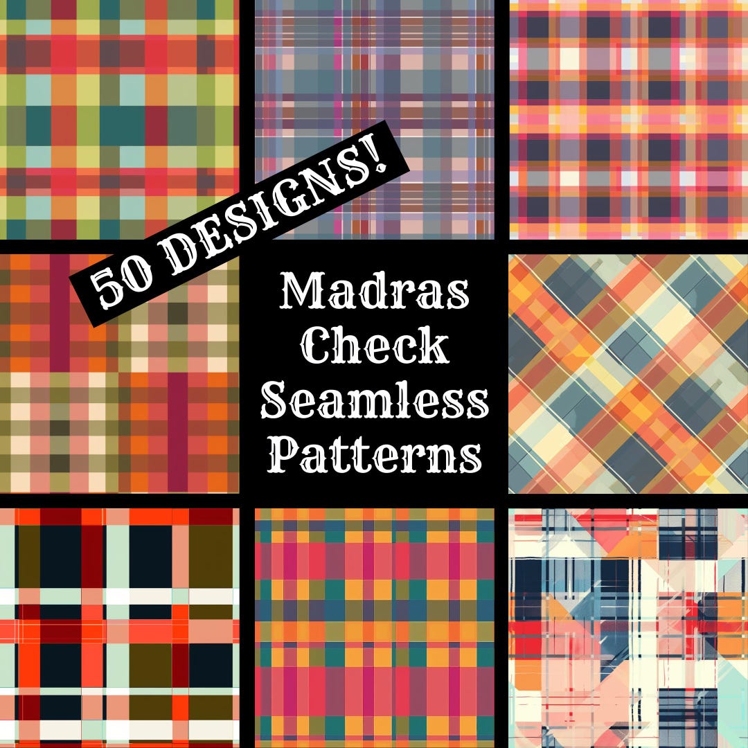 Madras Check Seamless Patterns: Digital Scrapbook Paper (digital ...
