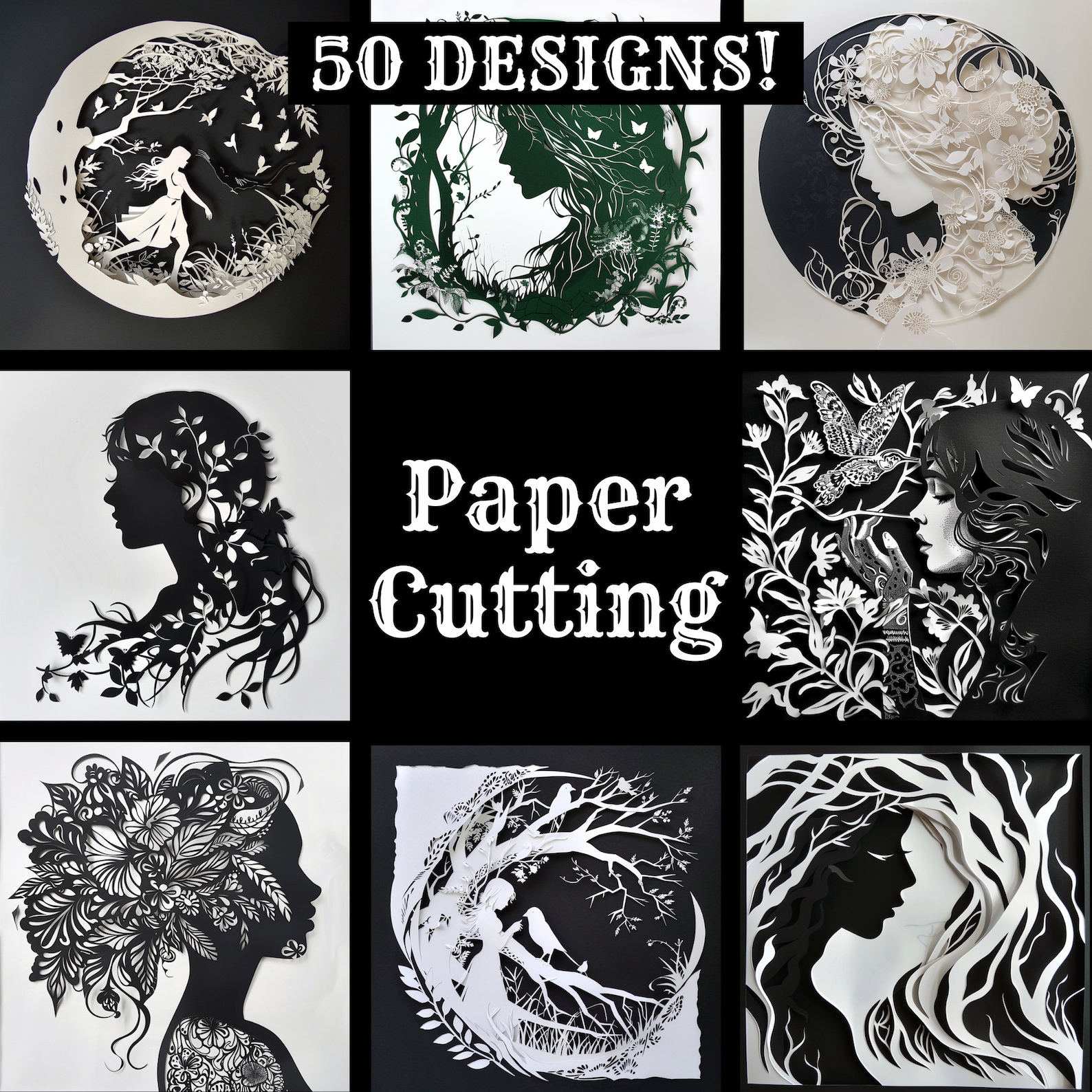 Vintage Paper Cutting Designs: High-resolution Digital Paper (PNG) - Etsy