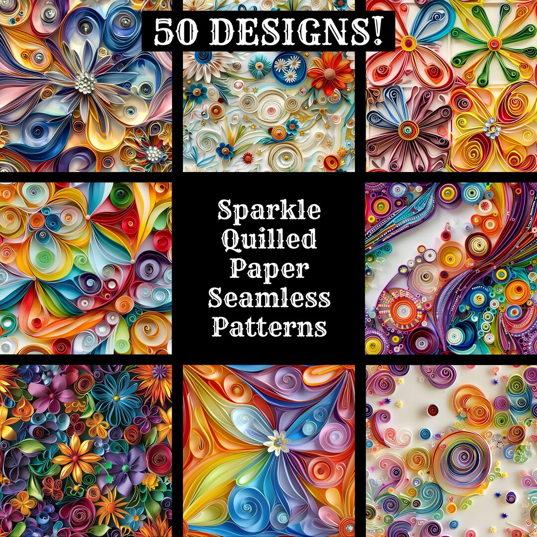 Sparkle Quilled Paper Seamless Patterns: Scrapbook Paper (digital ...
