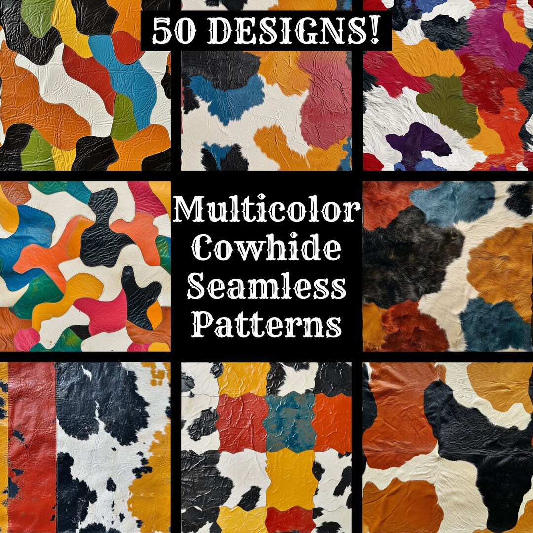 Multicolor Cowhide Seamless Digital Paper, Printable Scrapbook Paper ...
