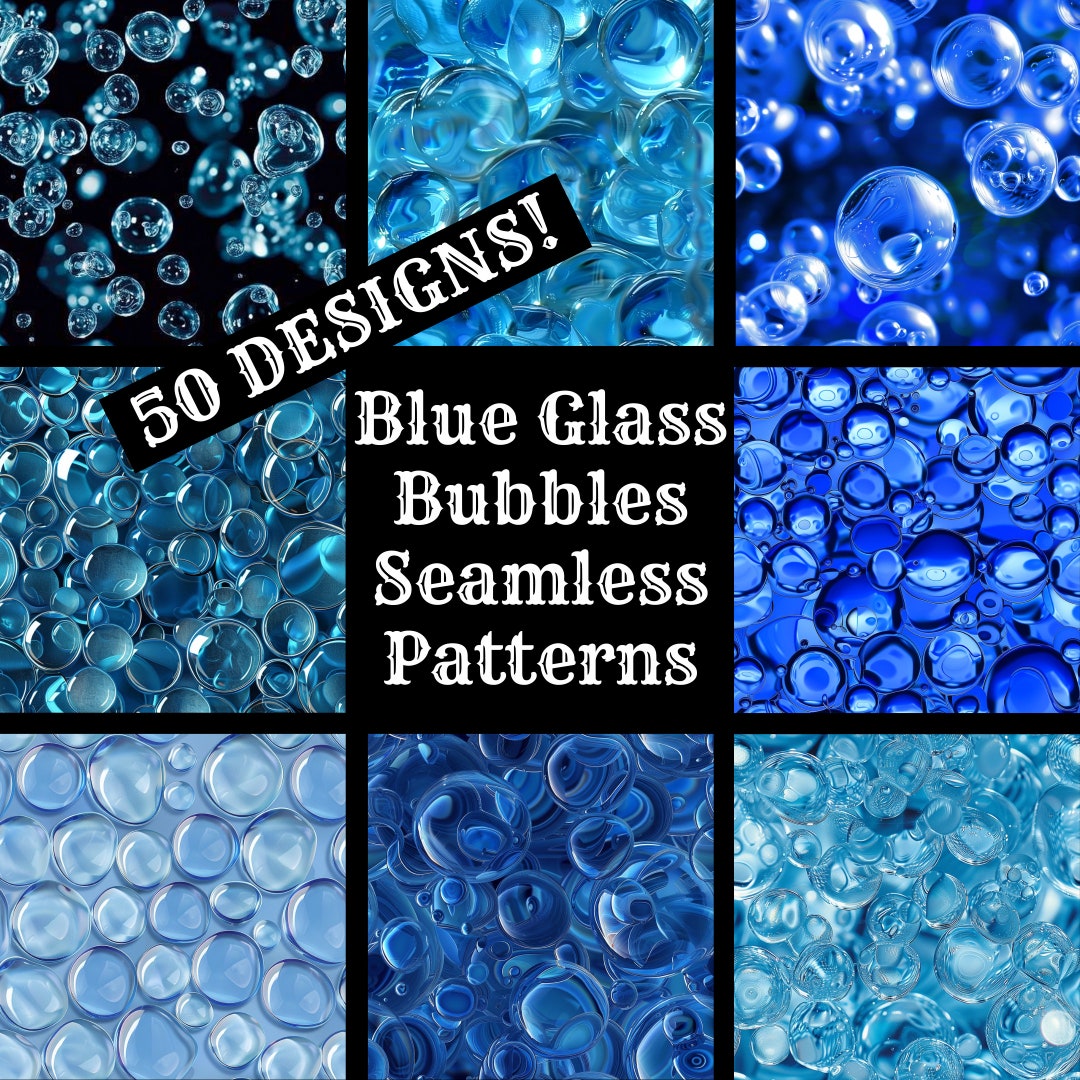 Blue Glass Bubbles Seamless Digital Paper, Blue Glass Bubbles Printable ...