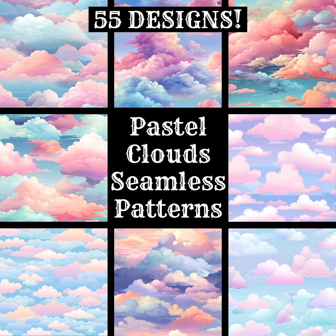 Pastel Clouds Seamless Digital Paper, Printable Scrapbook Paper ...