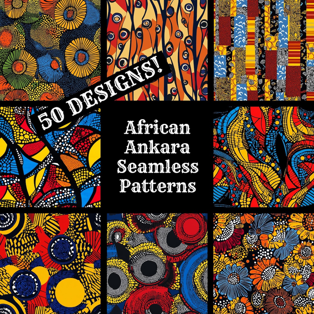 African Ankara Seamless Pattern: 50 PNG Digital Papers (digital ...