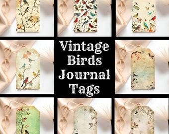Vintage Birds Journal Tags, Birds Printable Tags, Vintage Garden Birds ...
