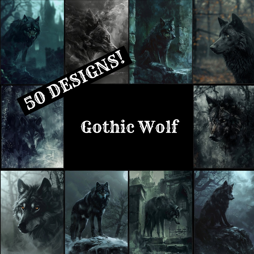 Gothic Wolf Journal Paper, Gothic Wolf Printable Paper, Vintage Gothic ...