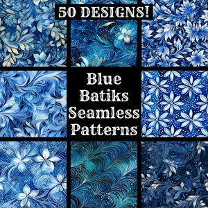 Blue Batiks Seamless Digital Paper, Printable Scrapbook Paper Seamless ...