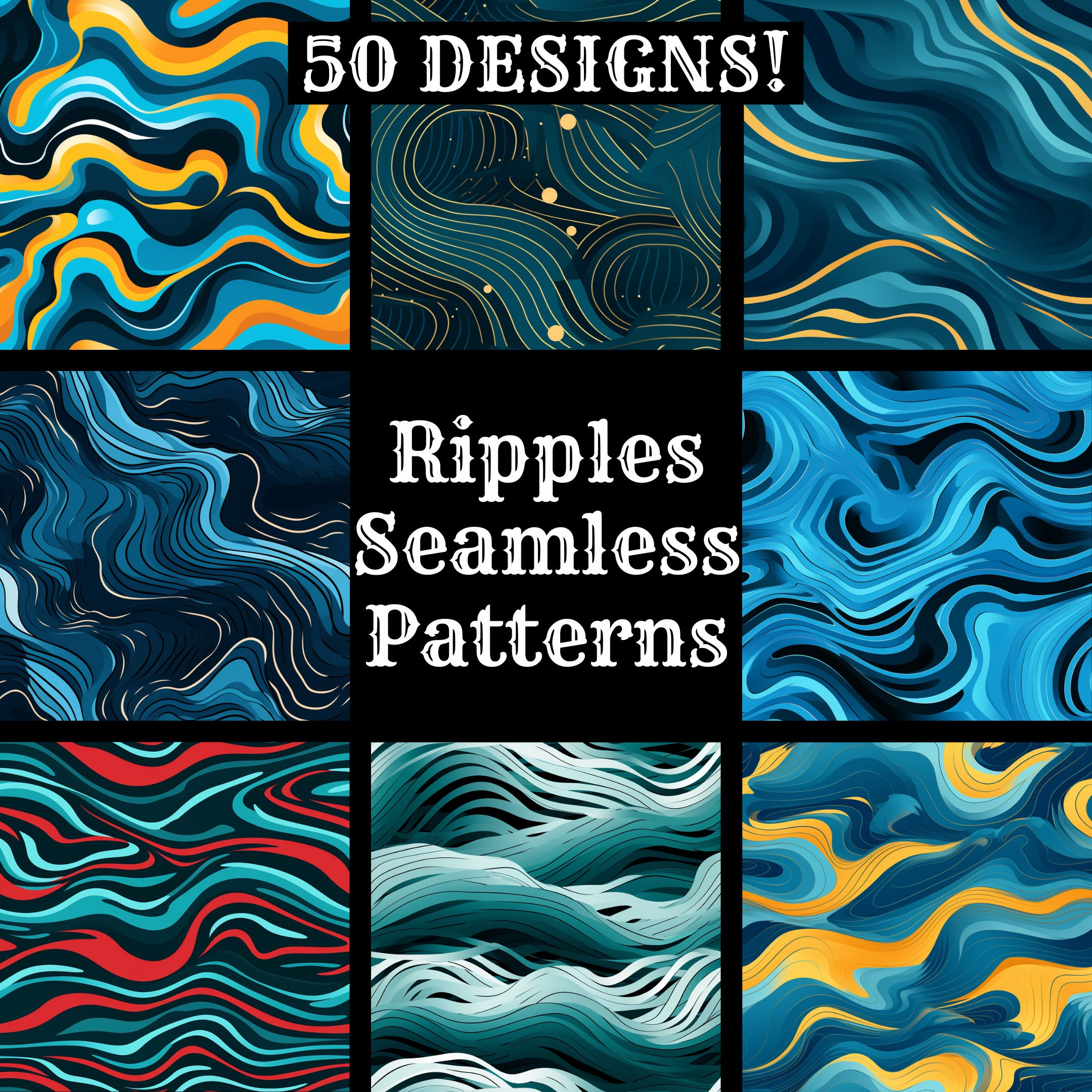 Ripples Seamless Digital Paper, Printable Scrapbook Paper Seamless ...