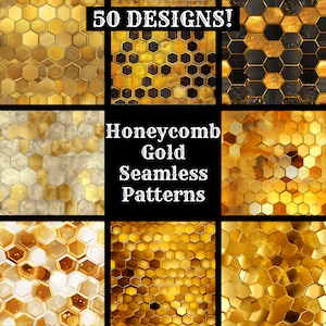 Honeycomb Gold Seamless Digital Paper, Honeycomb Gold Printable ...