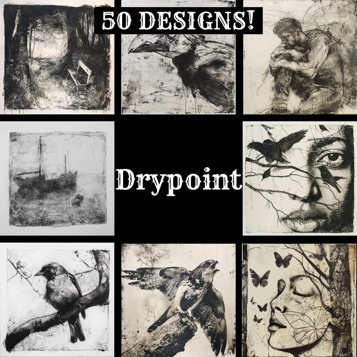 Drypoint Paper, Drypoint Printable Paper, Vintage Drypoint, Drypoint ...