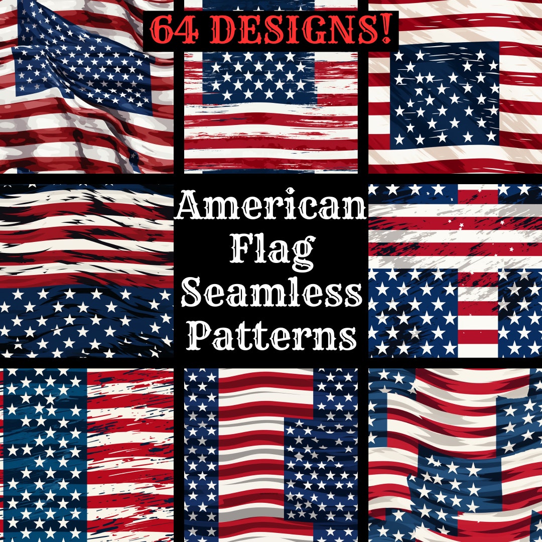American Flag Seamless Pattern: Patriotic Digital Paper (PNG, 300 Dpi ...