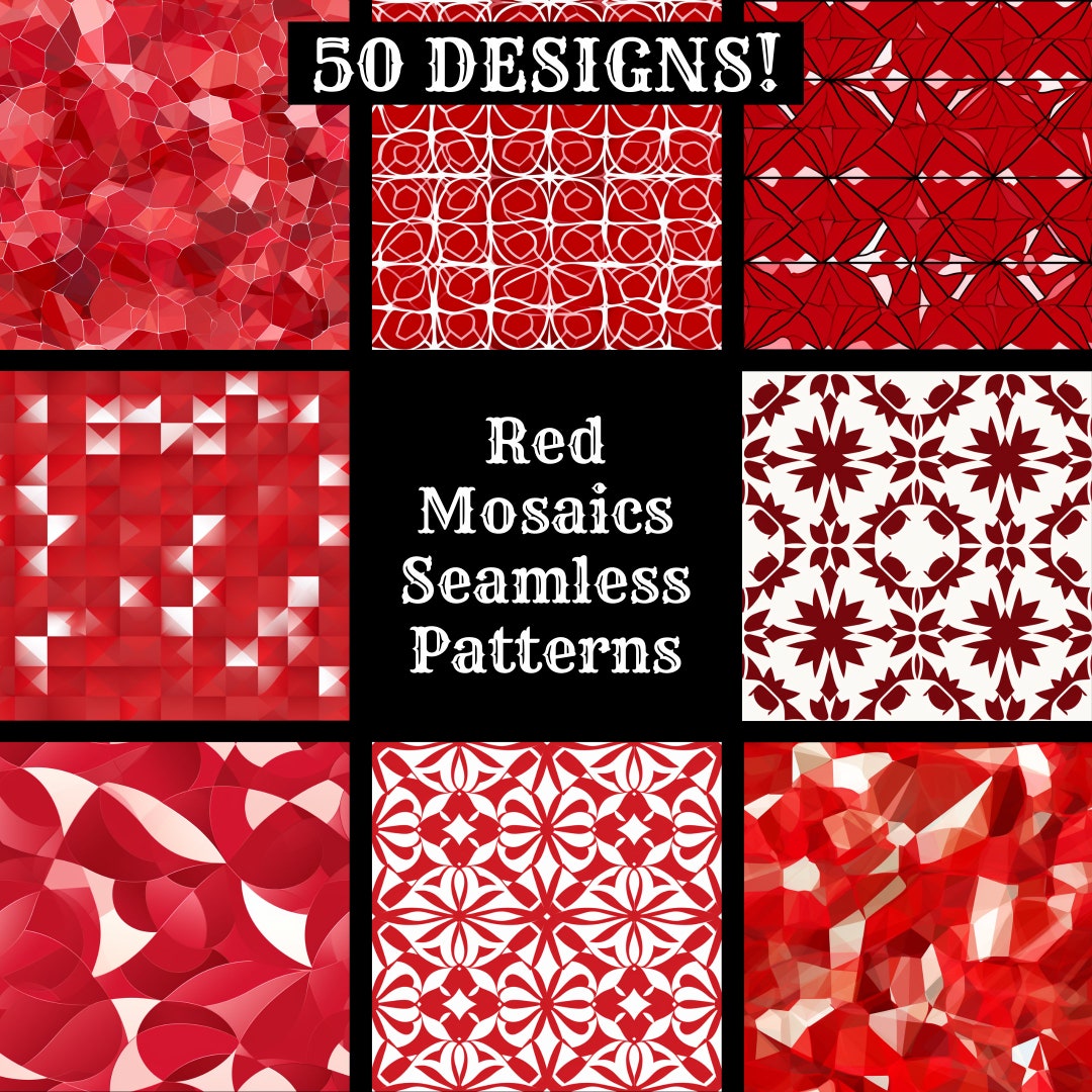Red Mosaics Seamless Digital Paper, Red Mosaics Printable Scrapbook ...