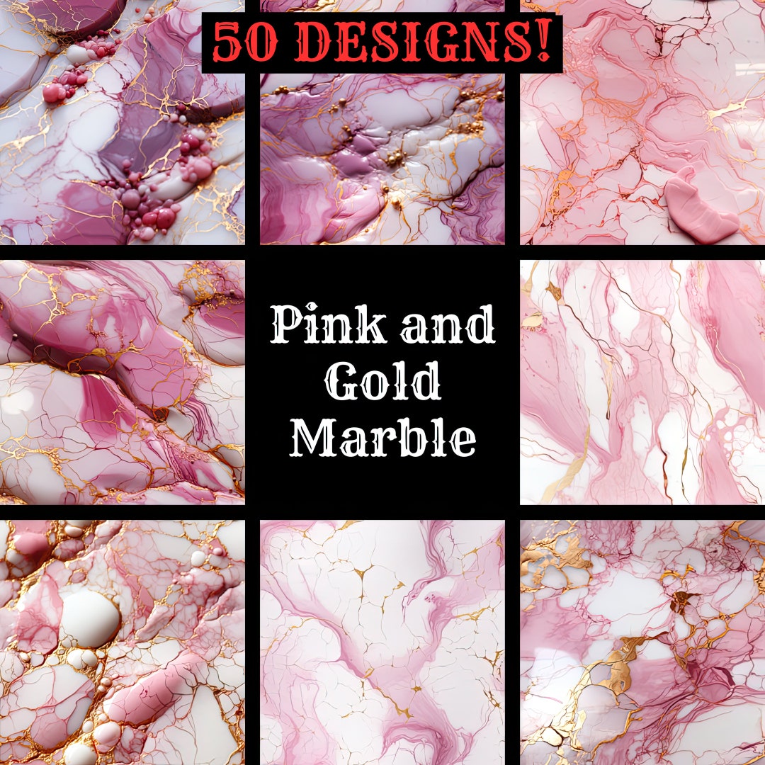 Seamless Pink and Gold Marble Digital Paper, Printable Scrapbook Paper ...