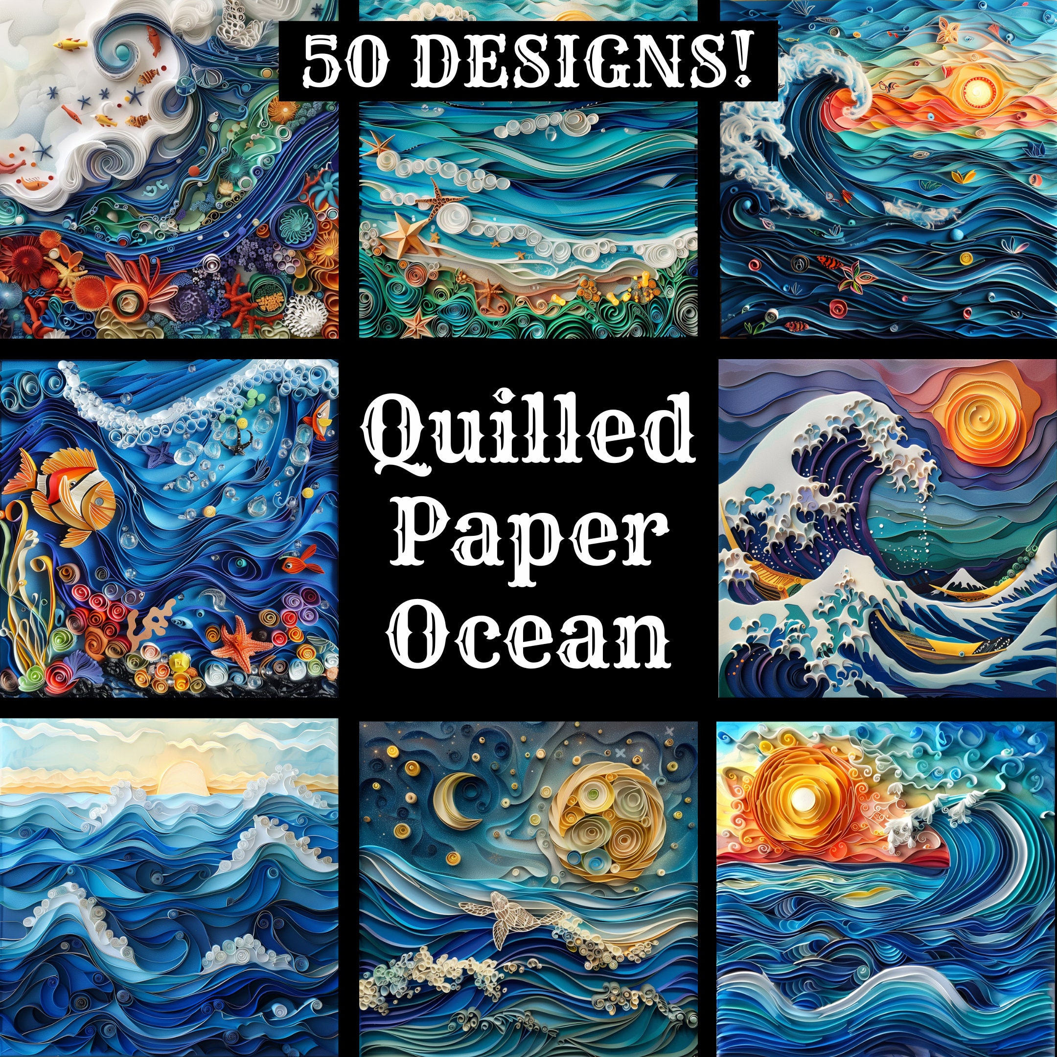 Quilled Paper Ocean Paper, Quilled Paper Ocean Printable Paper ...