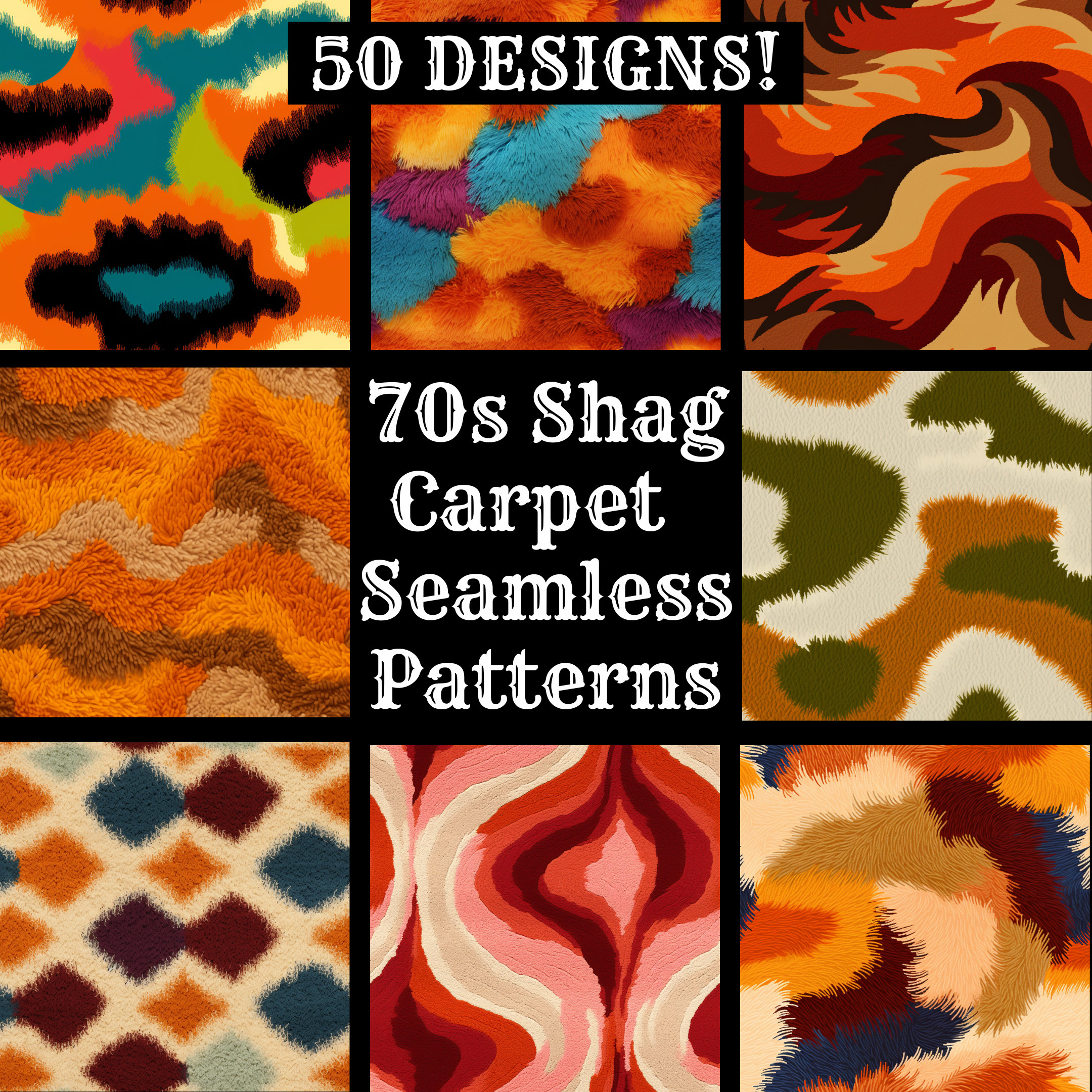 70s Shag Carpet Seamless Digital Paper, Printable Scrapbook Paper ...