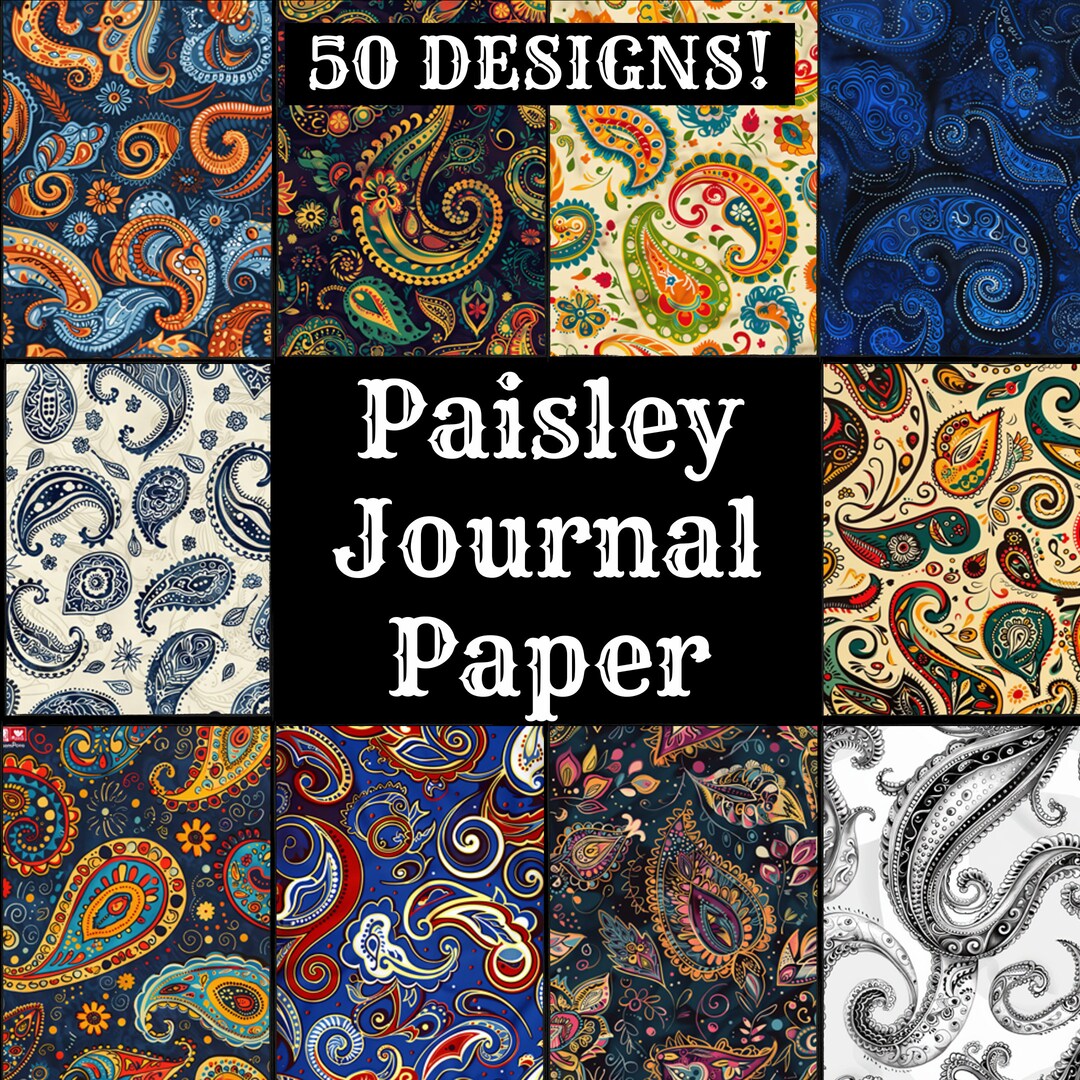Paisley Journal Paper, Paisley Printable Paper, Vintage Paisley ...