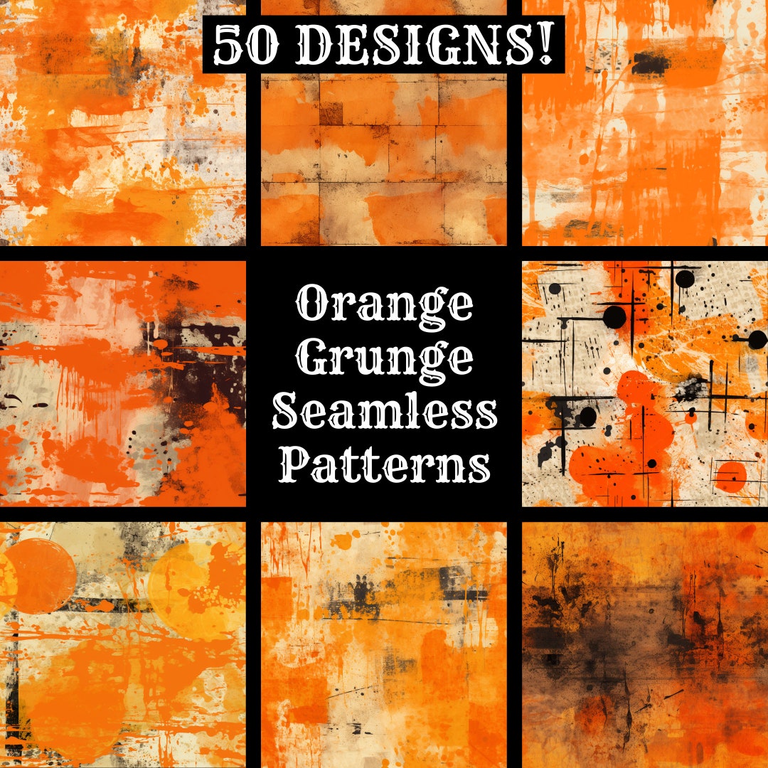 Orange Grunge Seamless Digital Paper, Printable Scrapbook Paper ...