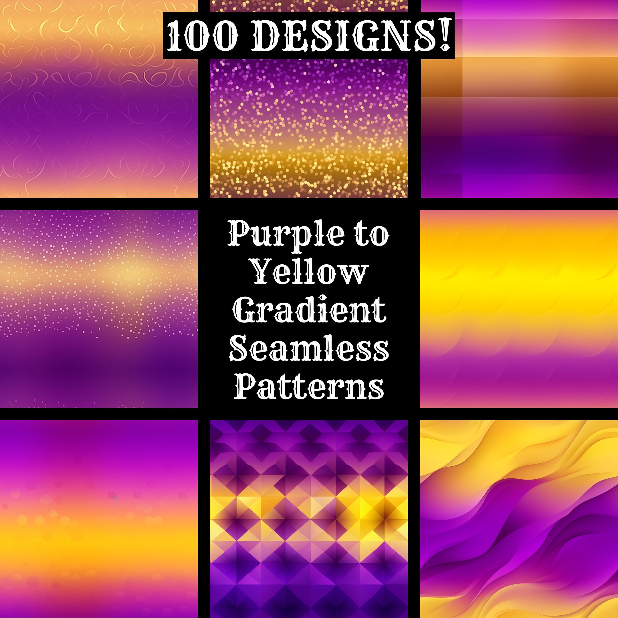 Purple to Yellow Gradient Seamless Digital Paper, Printable Scrapbook ...