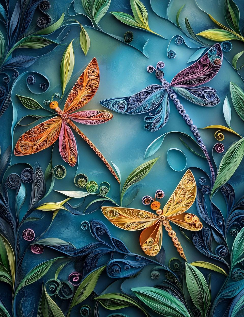 Quilled Dragonflies Journal Paper: Vintage Scrapbook Printables ...