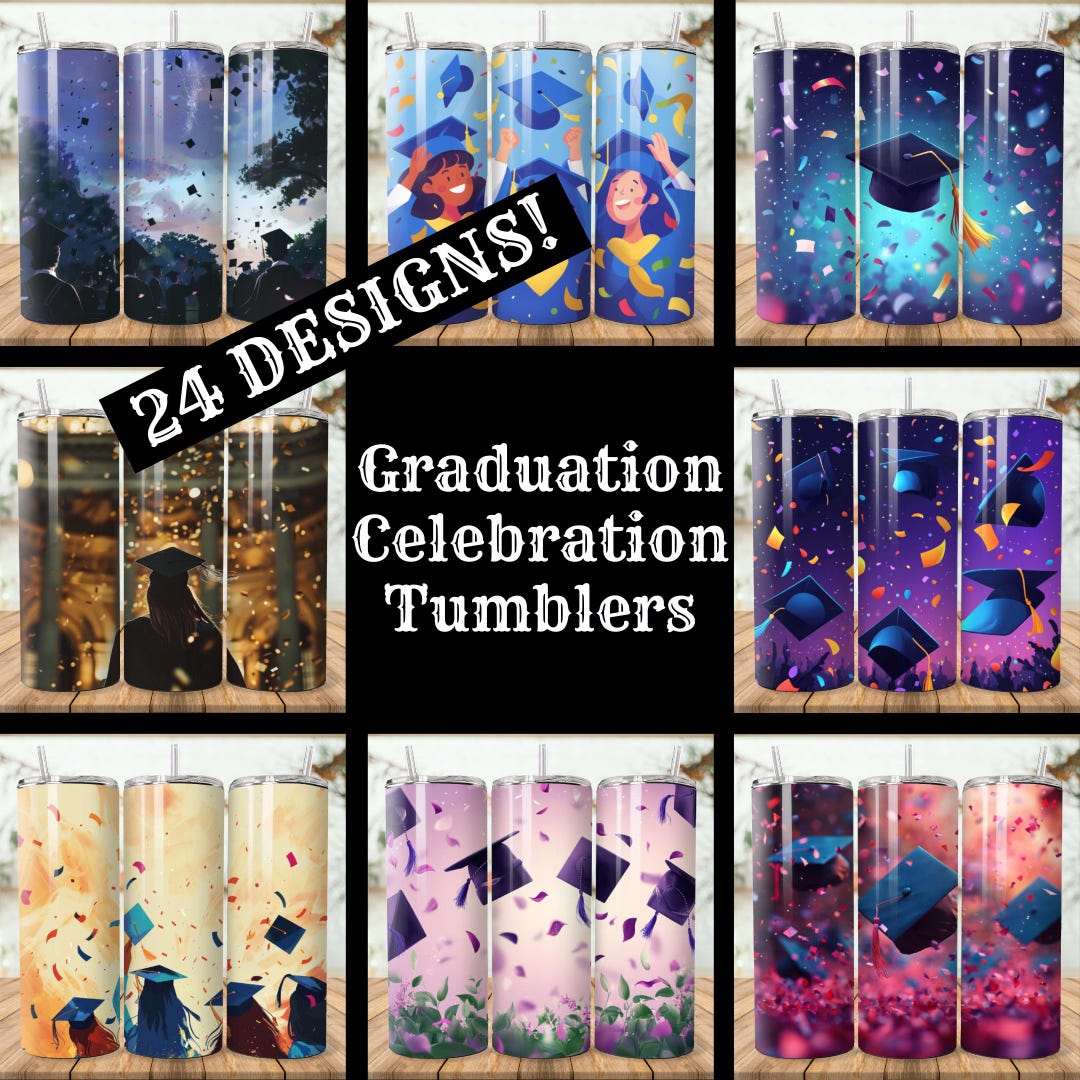 Graduation Celebration Tumbler Wrap Bundle 24 Pack 20 Oz Skinny Tumbler ...