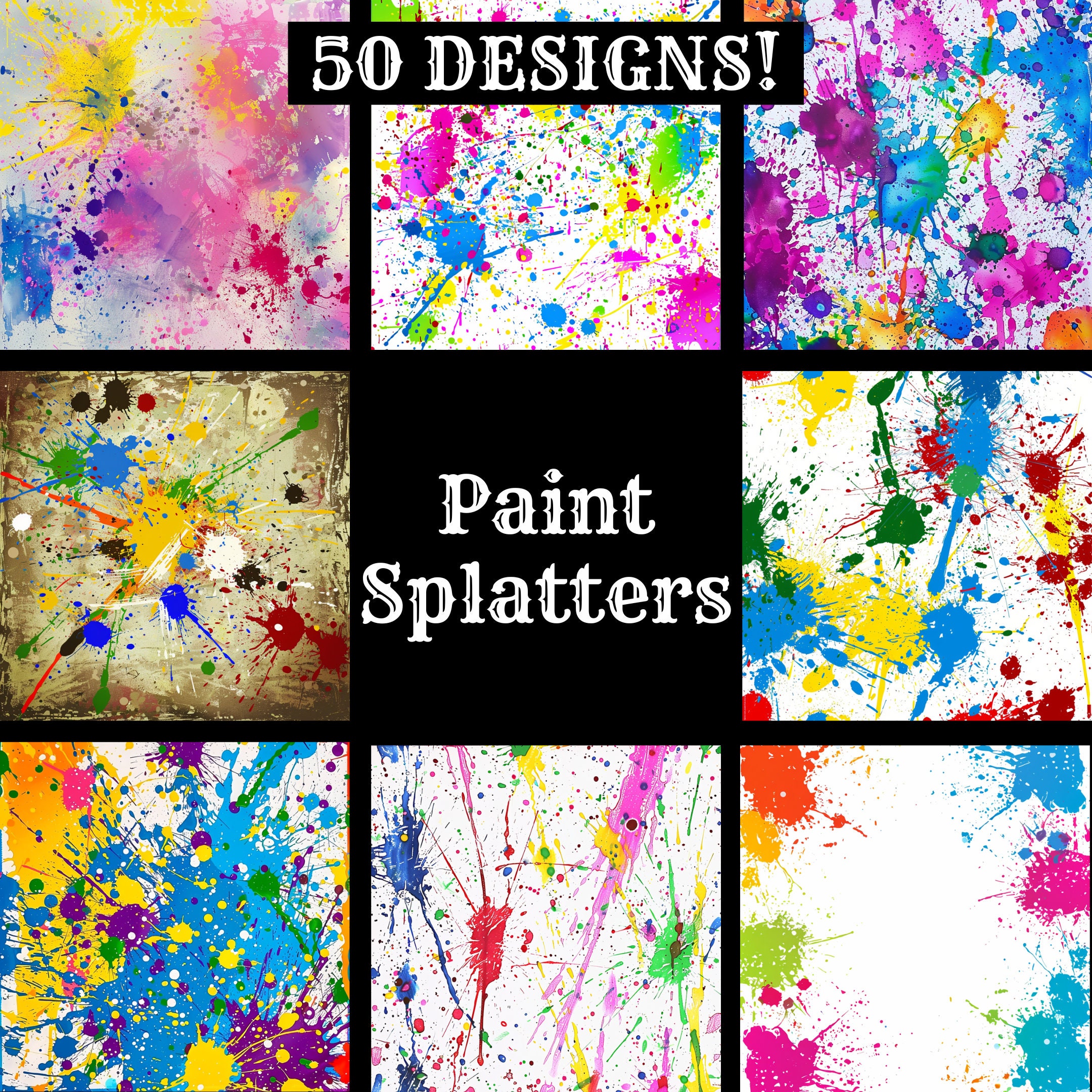 Paint Splatters Paper, Paint Splatters Printable Paper, Vintage Paint ...