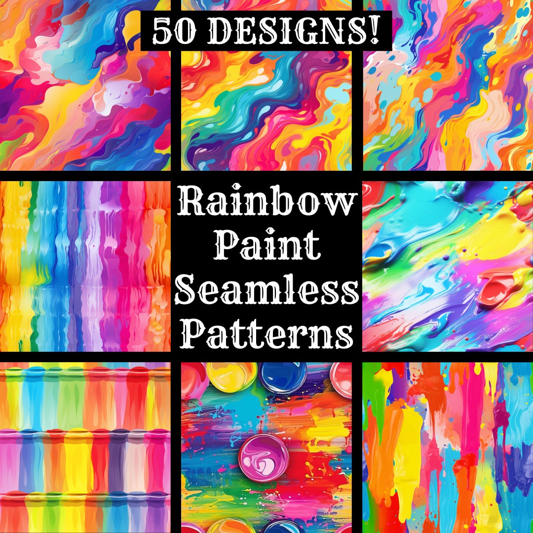 Rainbow Paint Seamless Digital Paper, Printable Scrapbook Paper ...