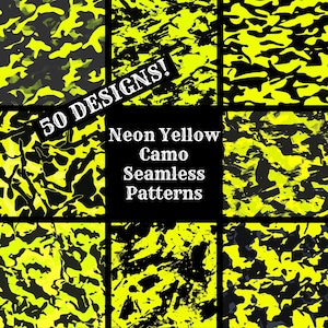 Neon Yellow Camo Seamless Pattern: 50 PNG Digital Papers (digital ...