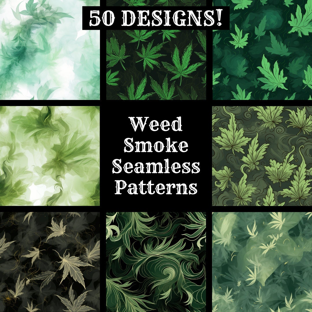 Weed Smoke Seamless Digital Paper, Printable Scrapbook Paper Seamless ...