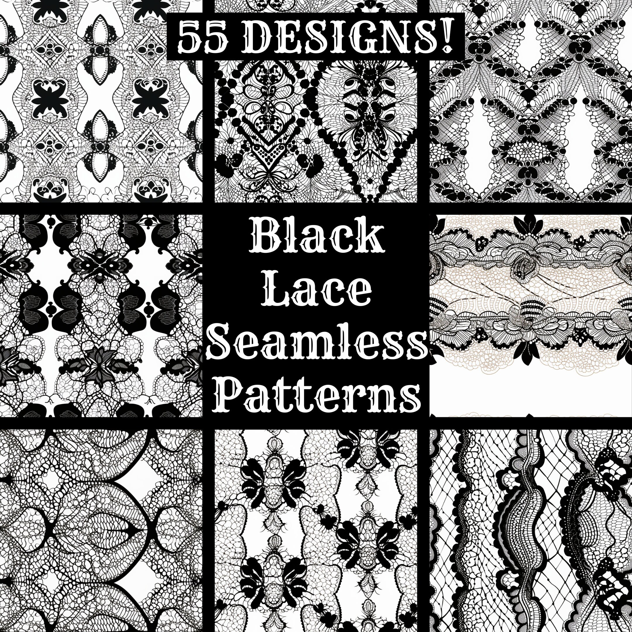 Black Lace Seamless Digital Paper, Printable Scrapbook Paper Seamless ...