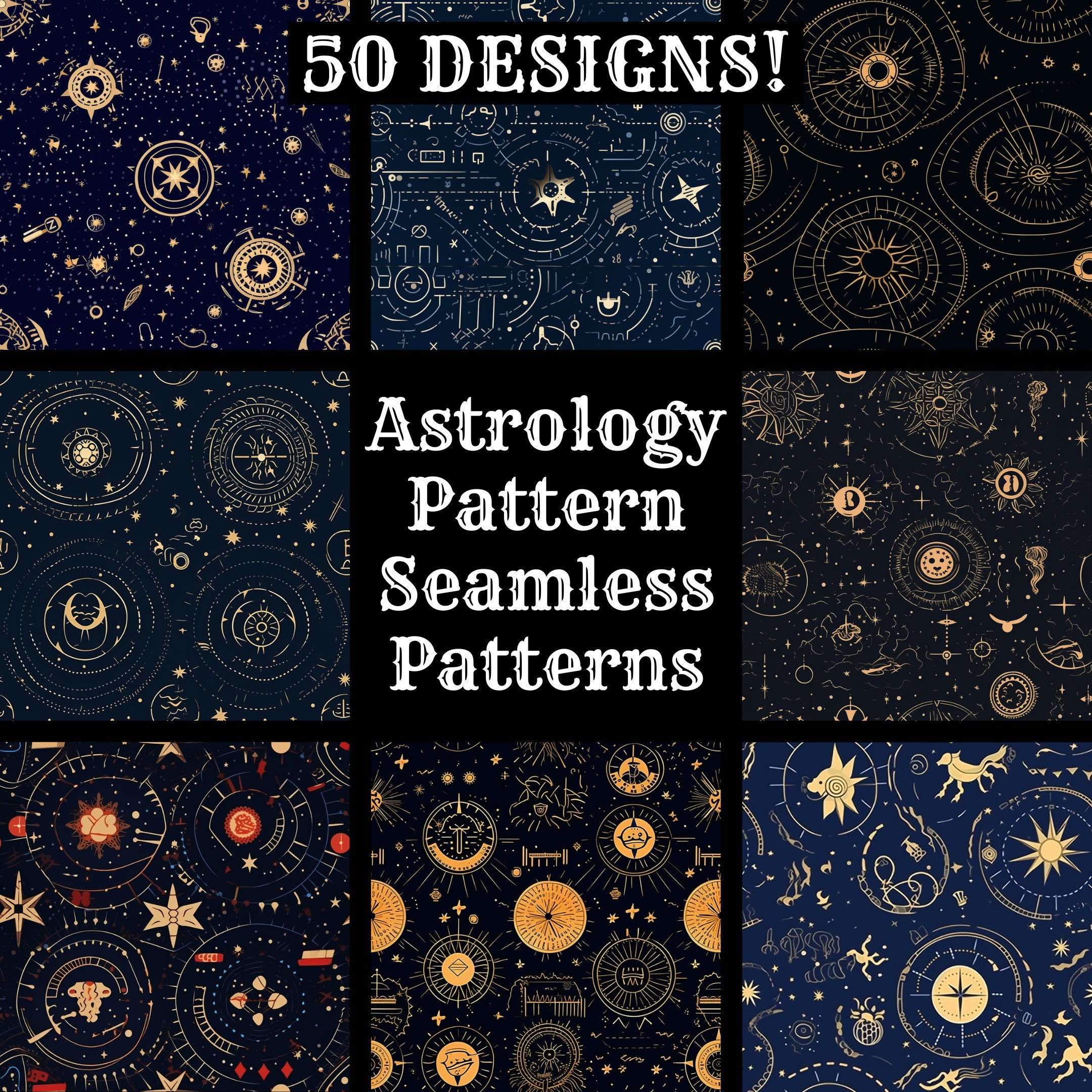 Astrology Pattern Seamless Digital Paper Printable Scrapbook - Etsy