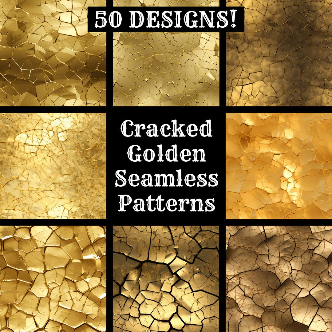 Cracked Golden Seamless Digital Paper, Printable Scrapbook Paper ...