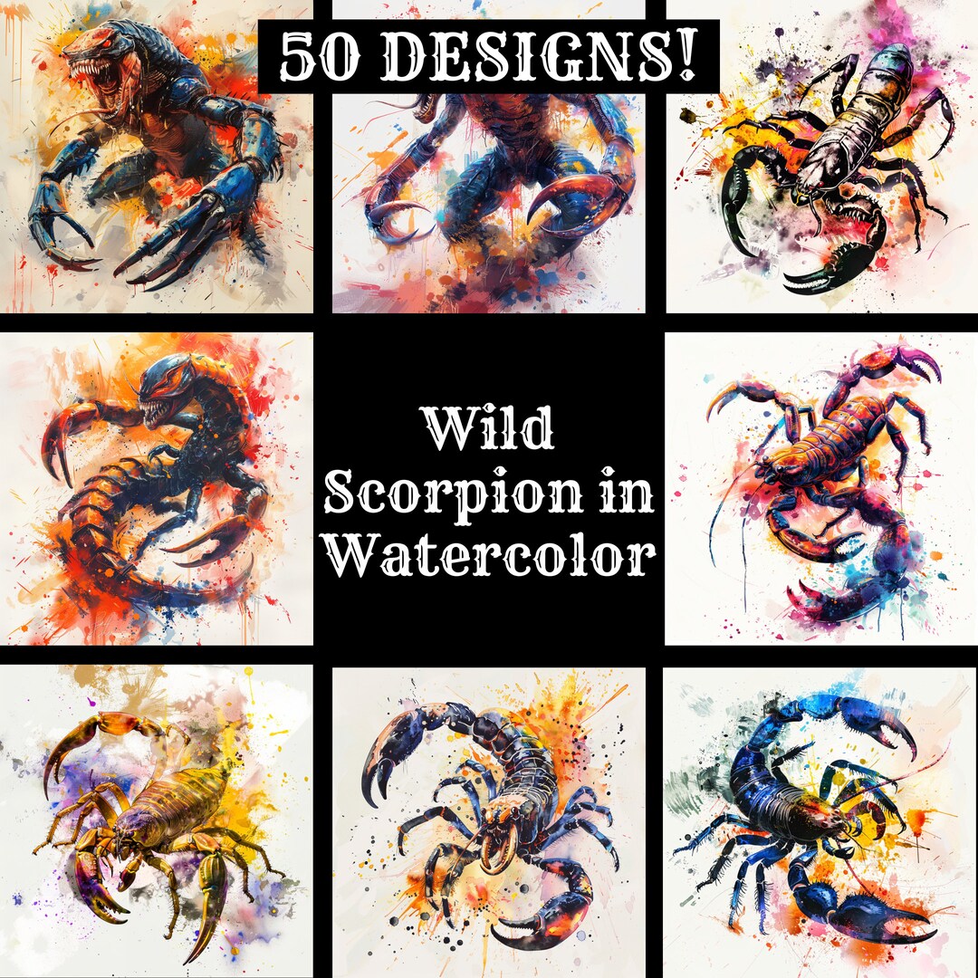 Wild Scorpion in Watercolor Paper, Wild Scorpion in Watercolor ...